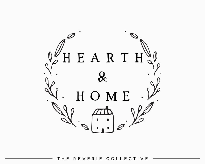 Rustic Floral Logo Hand Drawn Logo Black & White Logo | Etsy