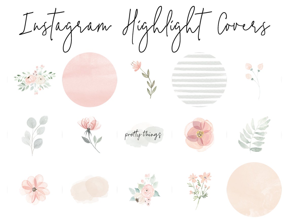 16 Soft Pastel Watercolor Floral Instagram Covers Instagram - Etsy