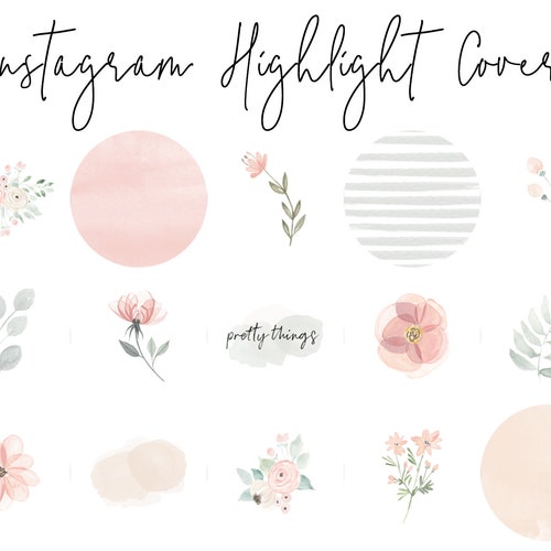 16 Soft Pastel Watercolor Floral Instagram Covers Instagram - Etsy