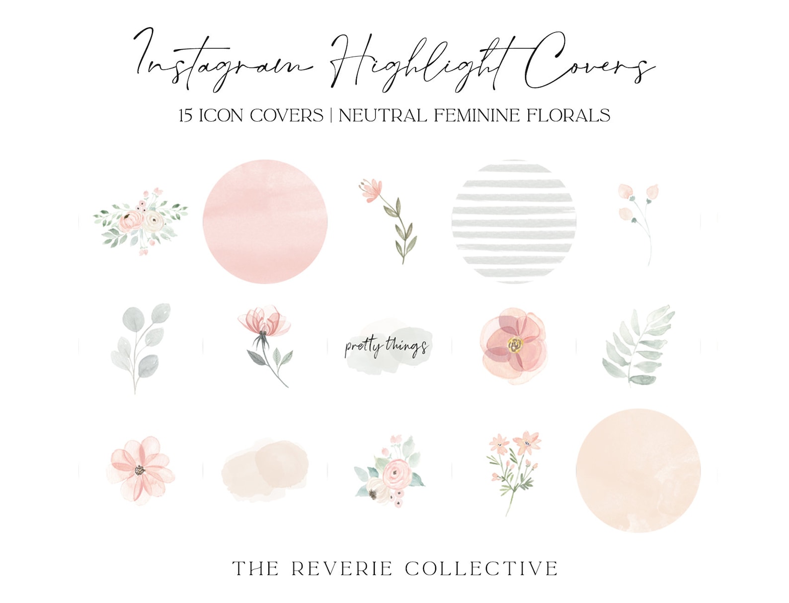 16 Soft Pastel Watercolor Floral Instagram Covers Instagram - Etsy