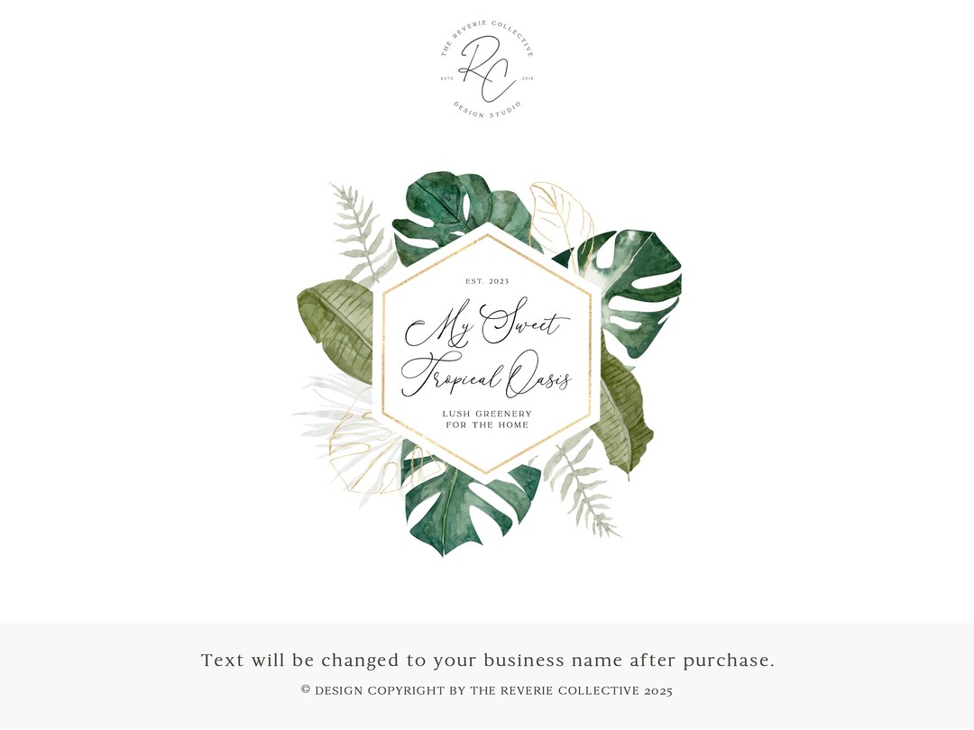 Monstera Leaf Logo, Palm Frond Logo, Modern Houseplant Logo, Watercolor ...