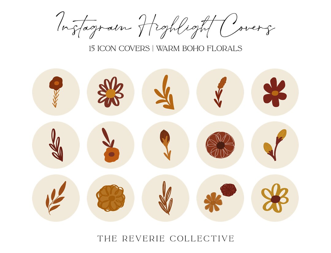 Boho Floral Instagram Highlight Icons: Warm Autumn Theme (digital ...