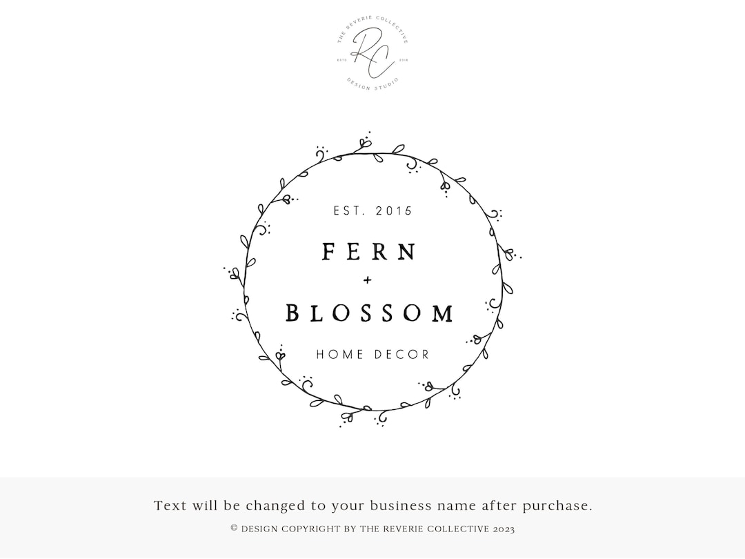 Rustic Wreath Premade Logo Design: Hand-drawn Branch Branding - Etsy