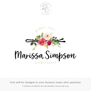 Watercolor Logo, Bobby Pin Logo, Hair Clip Logo, Boutique Logo ...