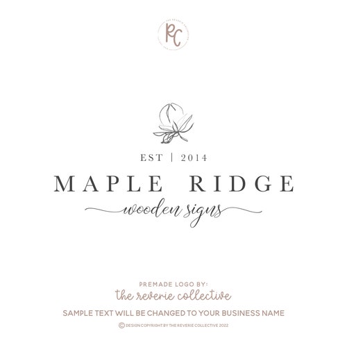 Flower Logo Rustic Logo Farmhouse Logo Photography Logo - Etsy