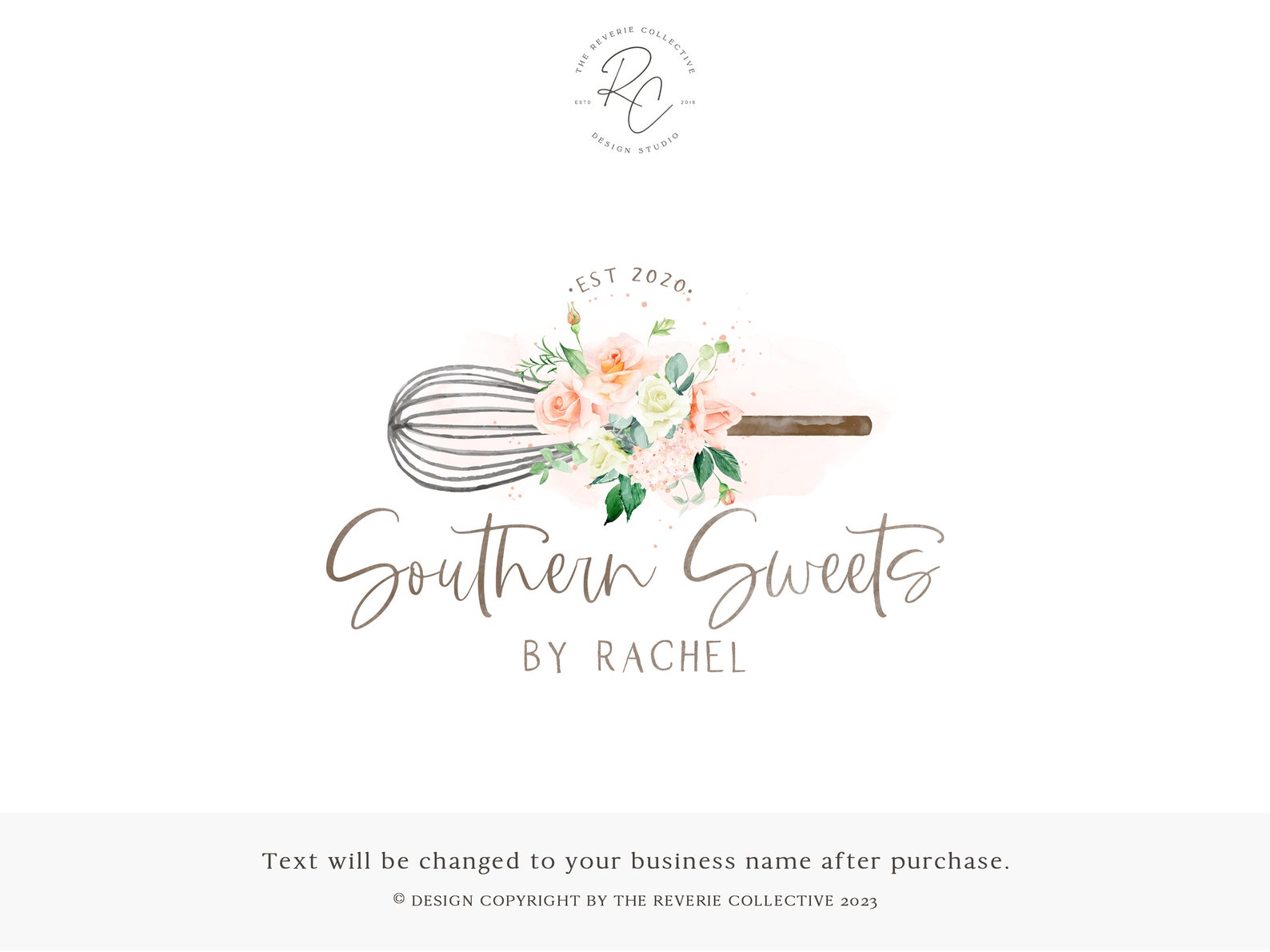 Whisk Logo, Baking Logo, Bakery Logo, Kitchen Logo, Watercolor Floral ...
