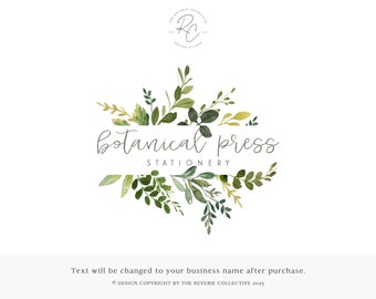 Premade Logo Design, Custom Logo Design, Watercolor Logo, Rose Gold ...