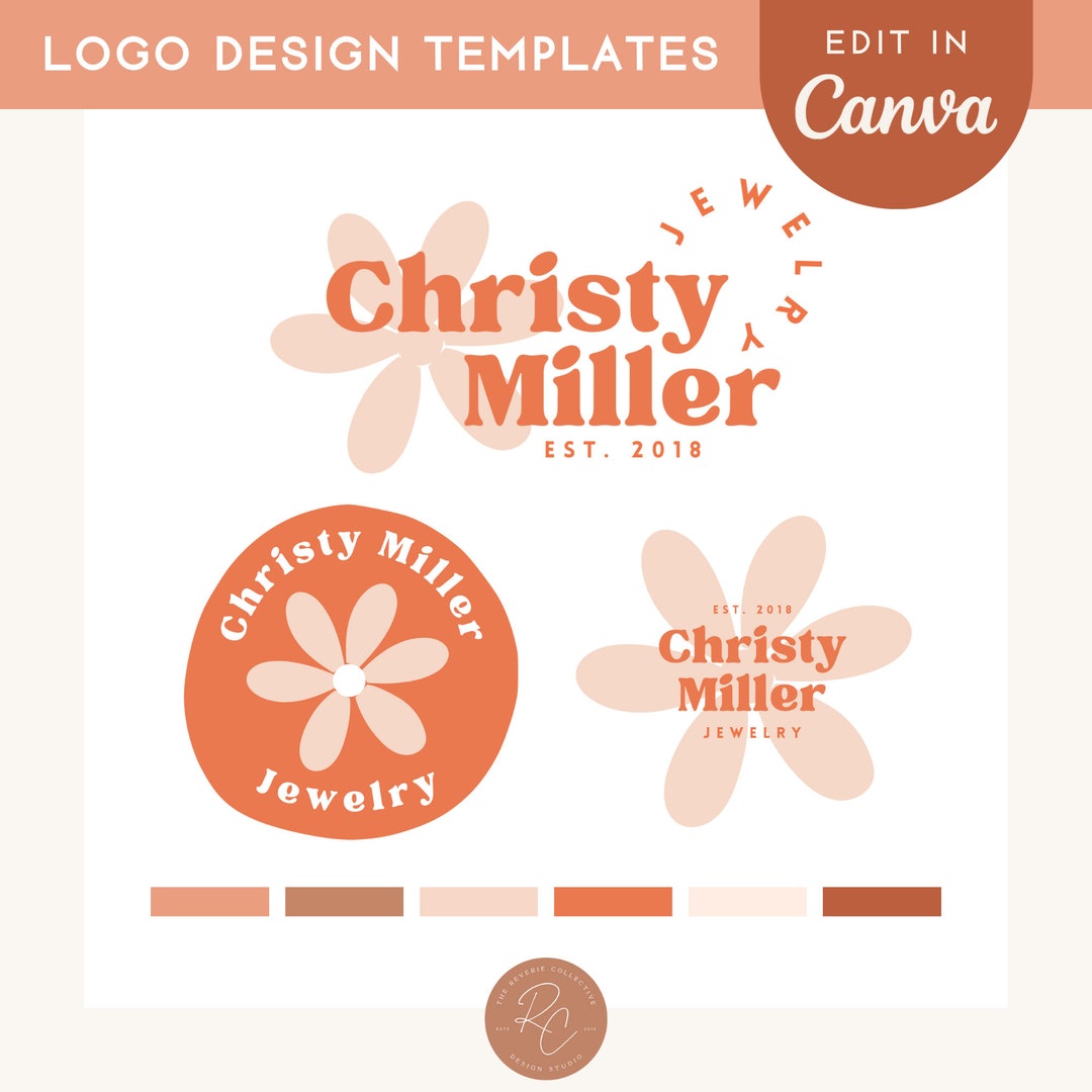 Modern Boho Flower Logo Design Template | Editable Canva Logo Design ...