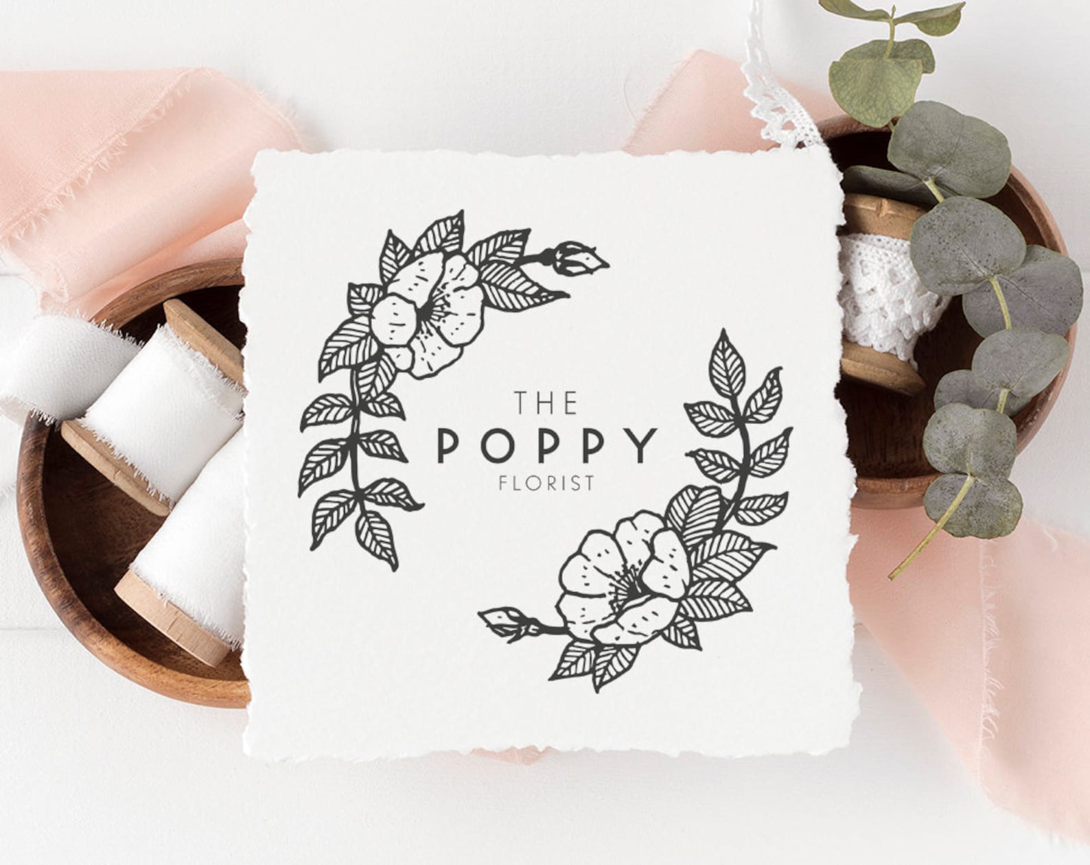 Floral Logo Poppy Logo Hand Drawn Logo Round Logo Circle - Etsy