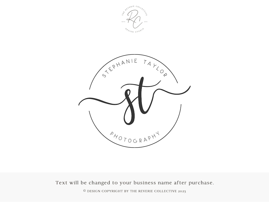 Monogram Logo, Round Logo, Circle Logo, Photography Logo, Minimal Logo ...