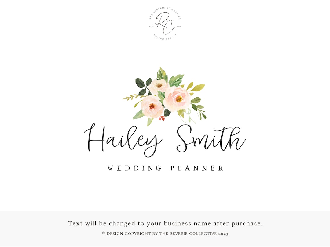 Flower Logo, Rustic Logo, Farmhouse Logo, Photography Logo, Watercolor ...