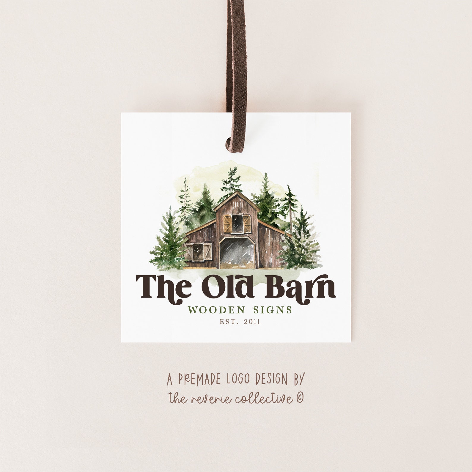 Brown Barn Logo Old Farm Logo Pine Tree Logo Wood Forest - Etsy