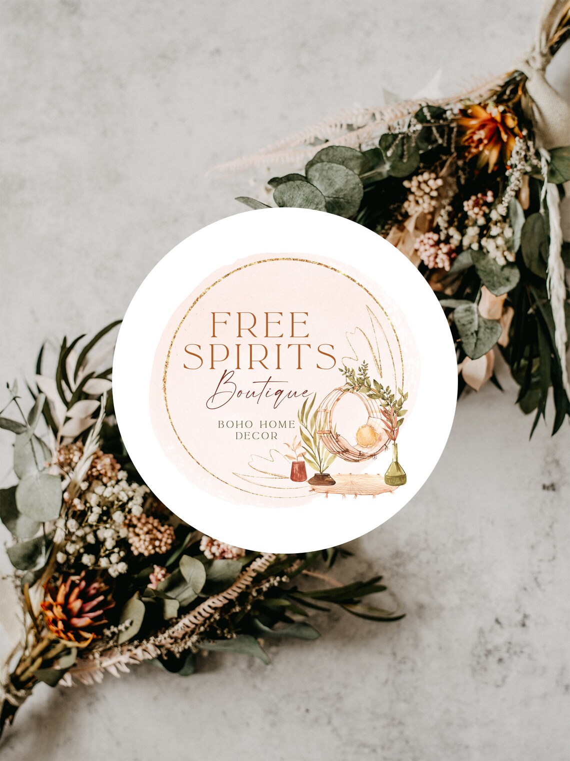 Boho Logo Home Decor Logo Bohemian Logo Potted Plant Logo | Etsy