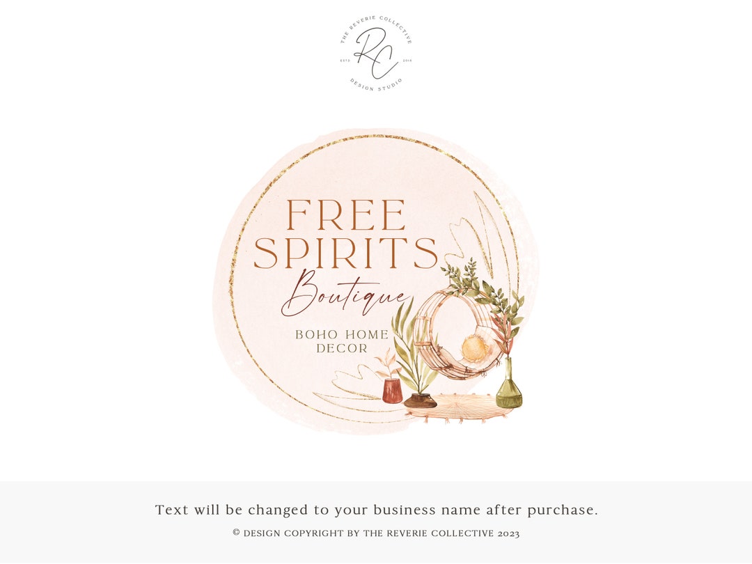 Boho Logo, Home Decor Logo, Bohemian Logo, Potted Plant Logo, Macrame ...