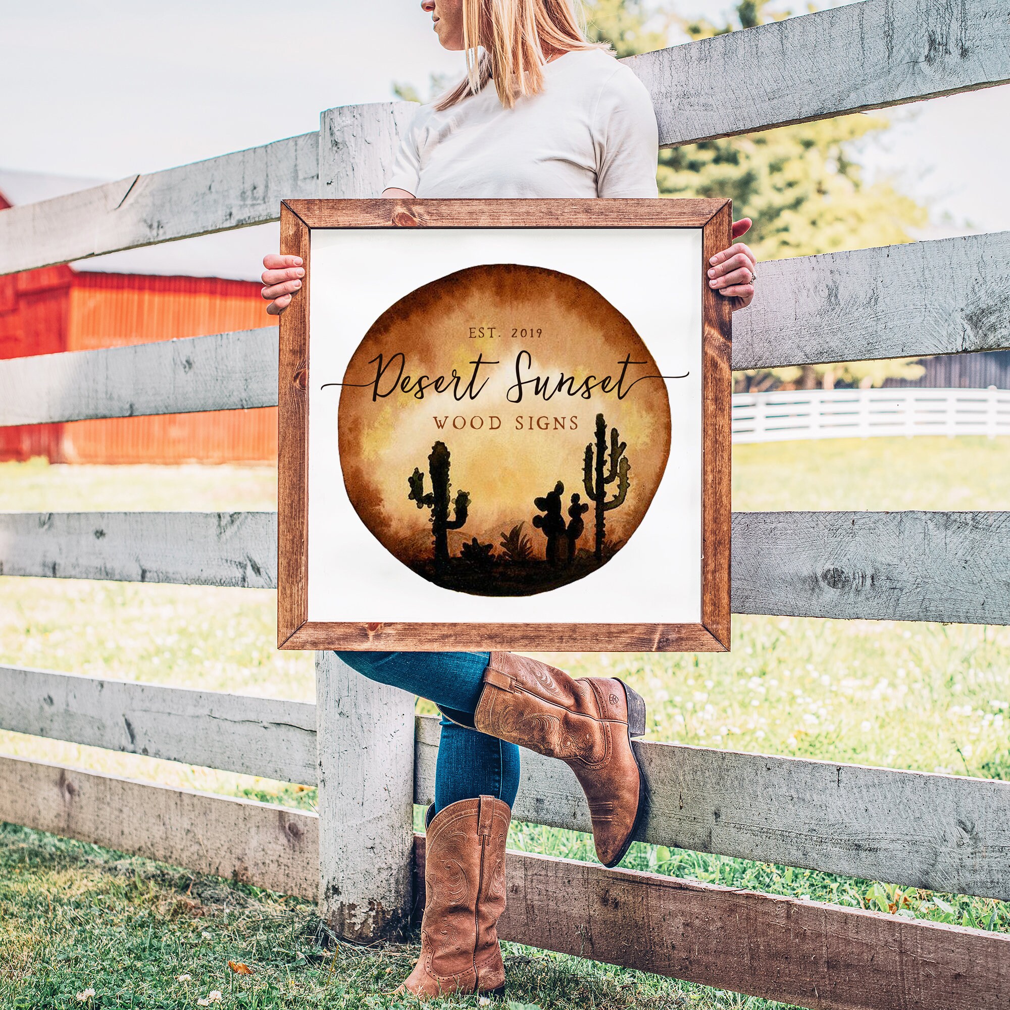 Desert Logo Cactus Logo Western Logo Rustic Logo Country - Etsy