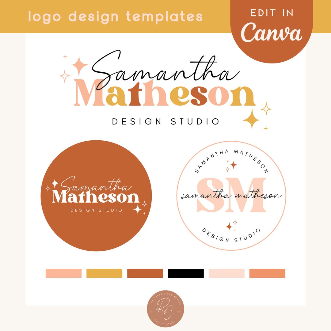 Bold Retro Sparkles Logo Design Template | Editable Canva Logo Design ...