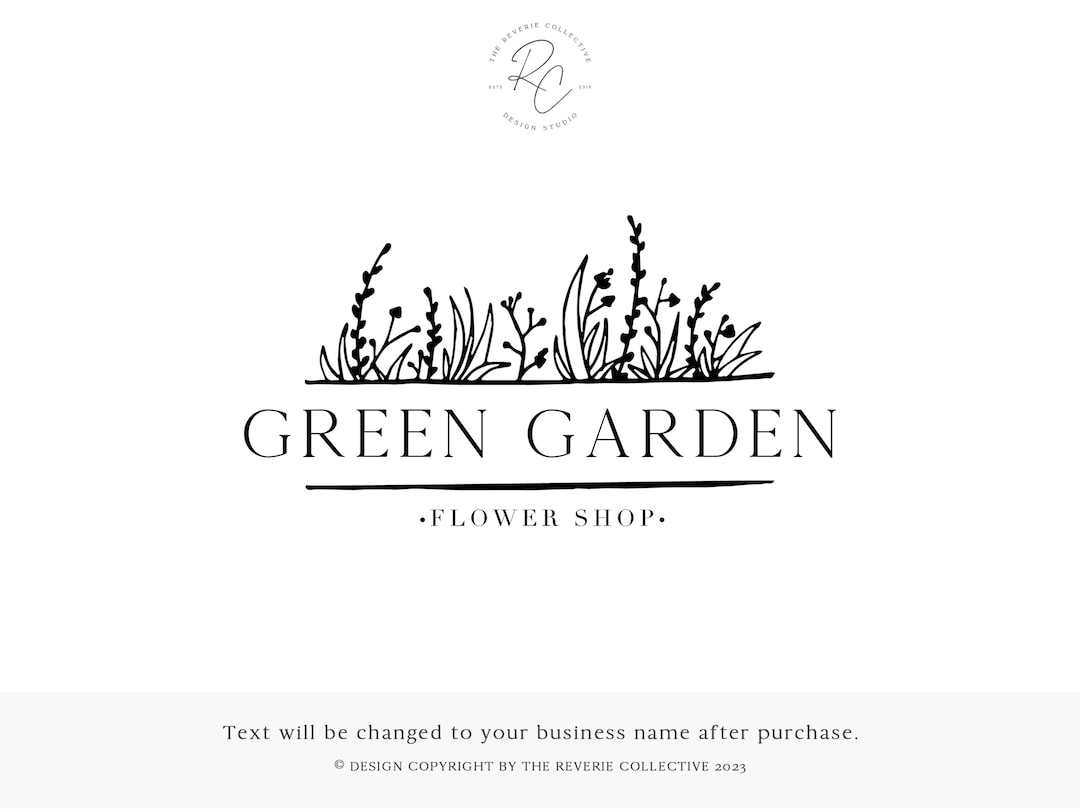 Floral Garden Premade Logo Design: Hand-drawn Flower Shop Branding - Etsy