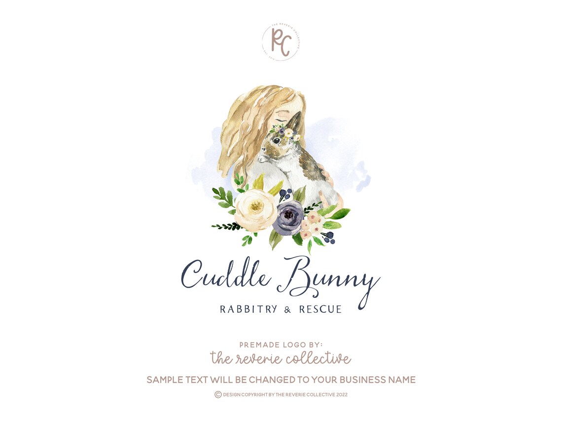 Rabbit Logo Bunny Logo Animal Logo Farm Logo Watercolor - Etsy