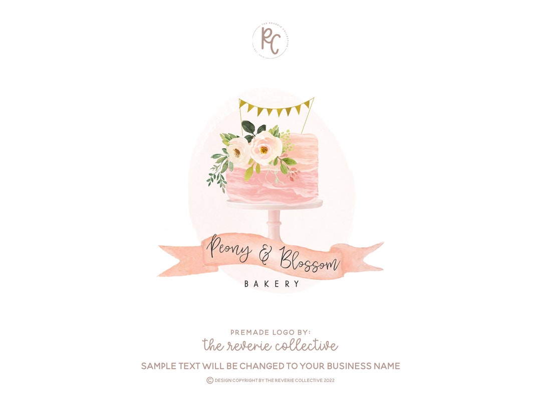 Watercolor Logo Cake Logo Wedding Logo Bakery Logo - Etsy