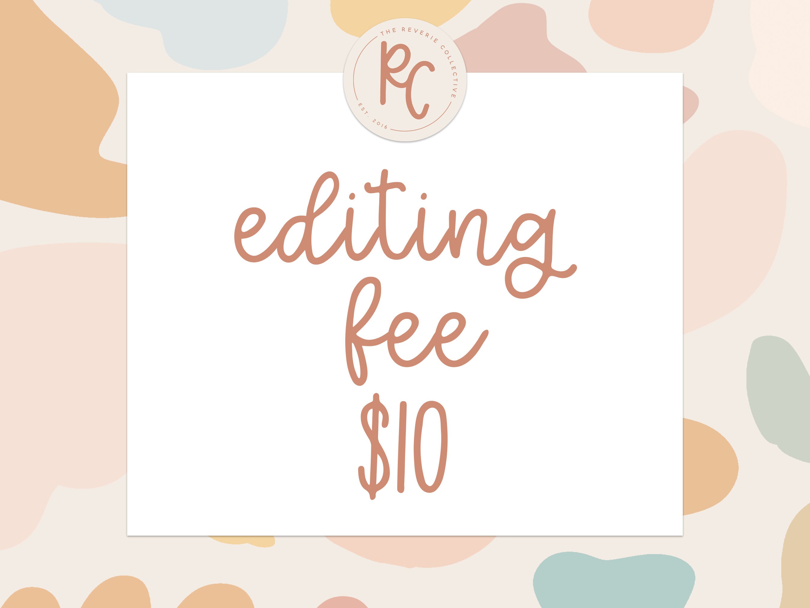 Editing Fee - Etsy