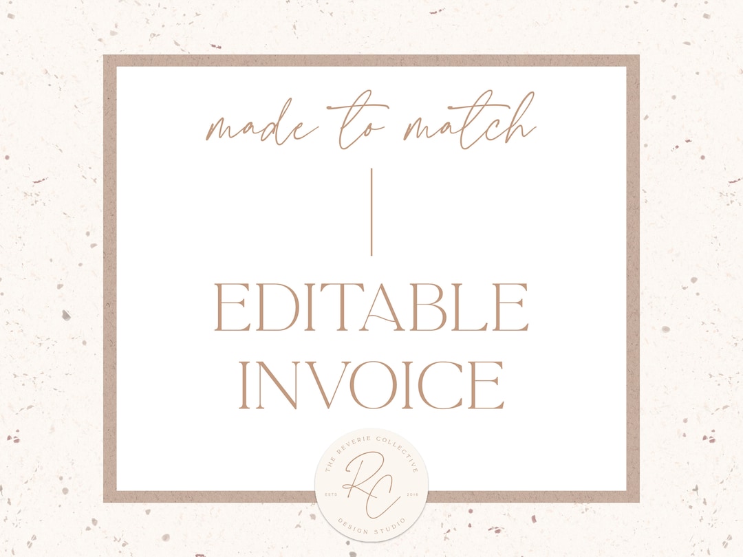 Matching Editable Invoice Design - A La Carte Option - Premade Logo ...