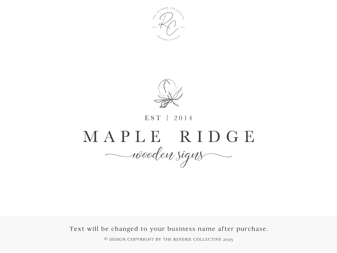 Flower Logo, Rustic Logo, Farmhouse Logo, Photography Logo, Hand Drawn ...
