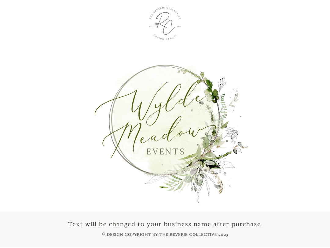 Botanical Logo, Vine Logo, Leaf Logo, Watercolor Floral Logo, Greenery ...