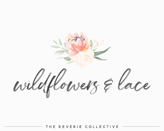 Watercolor Floral Logo Rustic Logo Hand Drawn Logo | Etsy