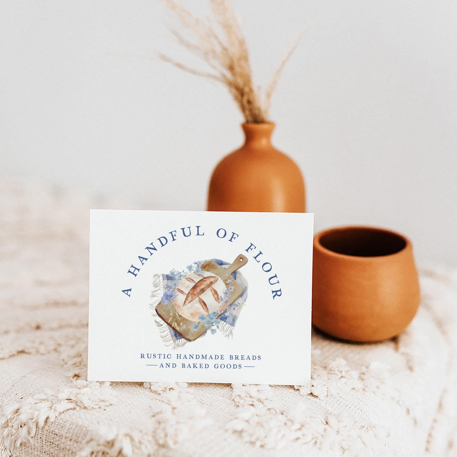 Rustic Bread Bakery Logo Design, Watercolor Sourdough Branding ...