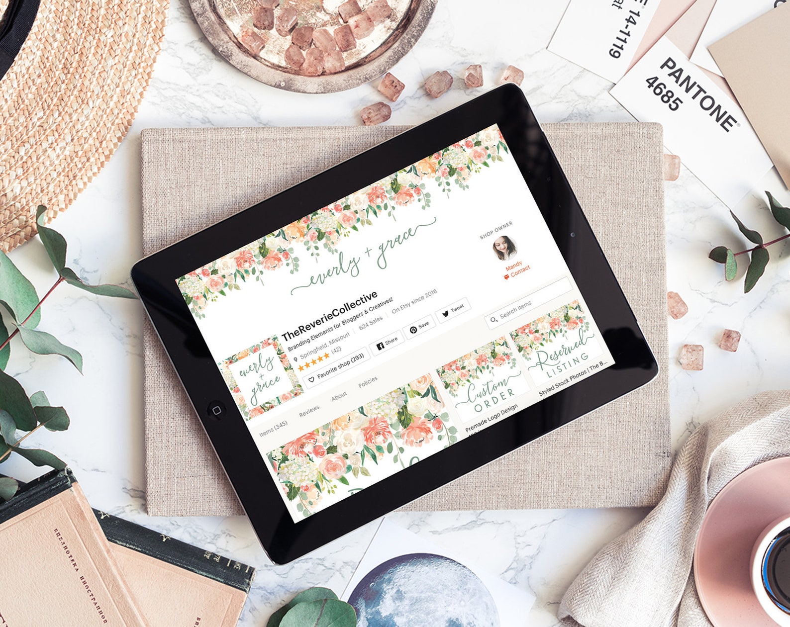 Etsy Shop Set Etsy Banner Floral Logo Branding Kit Etsy | Etsy