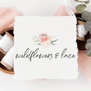 Watercolor Floral Logo, Rustic Logo, Hand Drawn Logo, Photography Logo ...