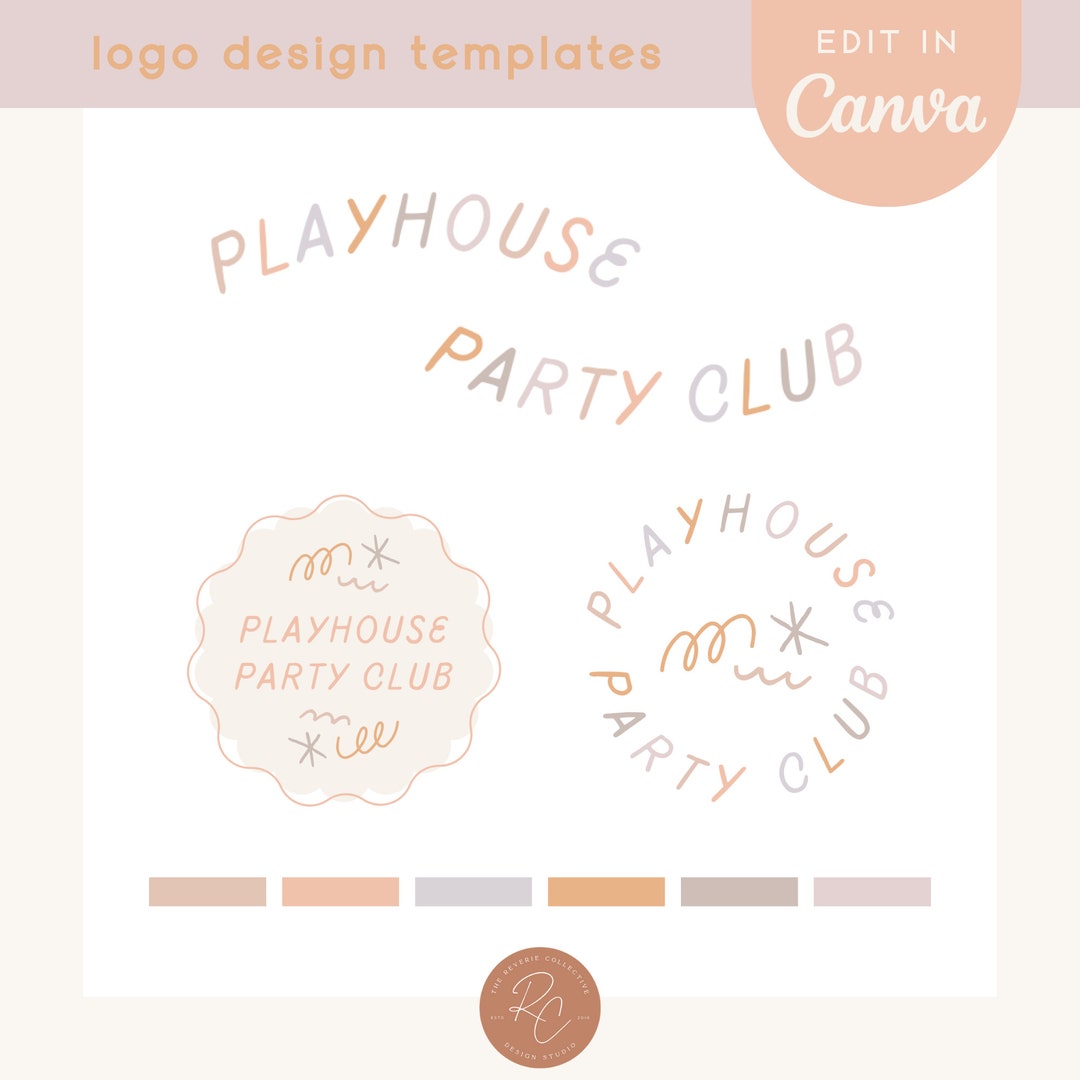 Pastel Boho Logo Design Template: Wavy Abstract Logos (editable Canva ...