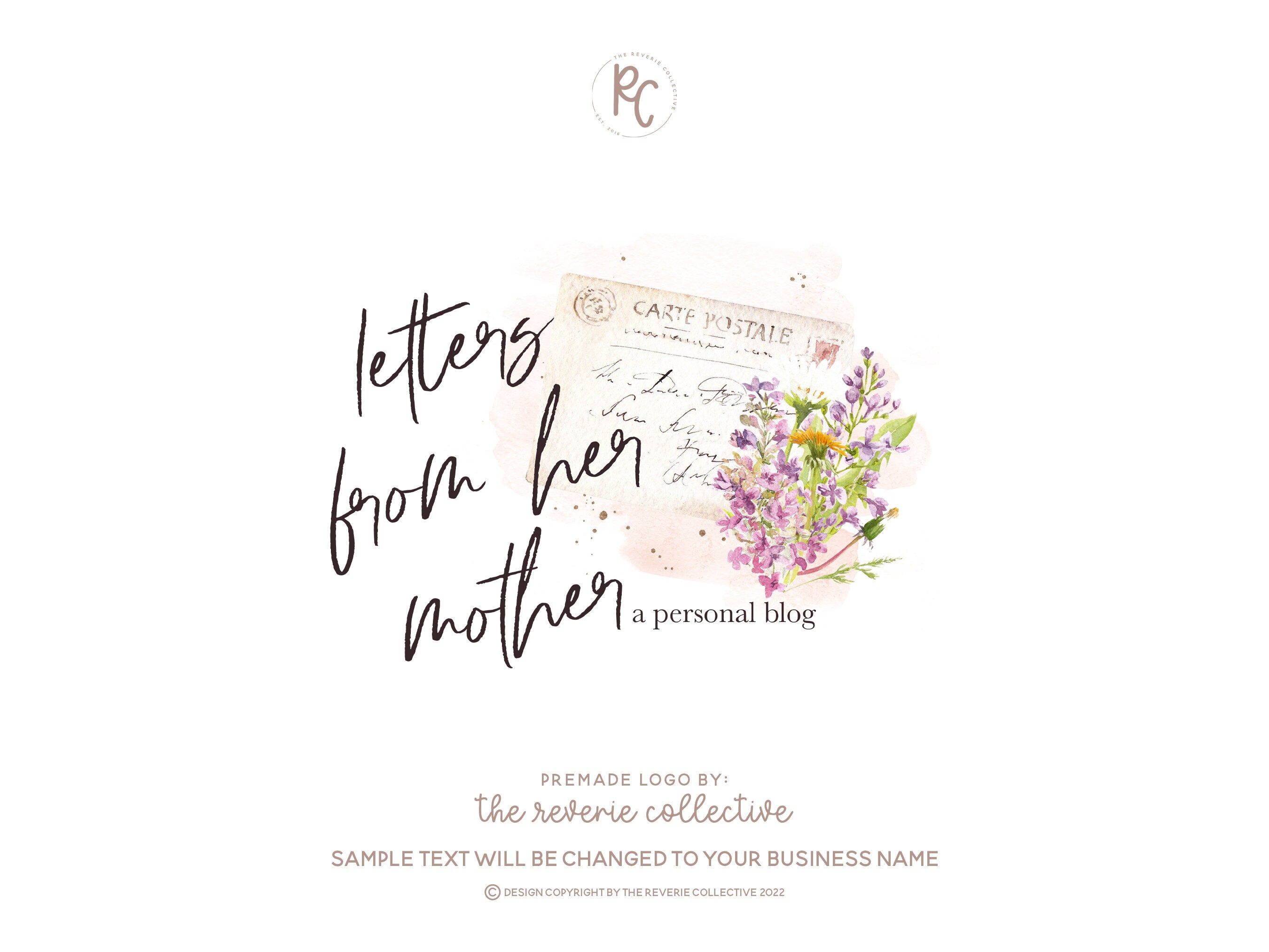 Letter Logo Mail Logo Lifestyle Blog Logo Watercolor Logo - Etsy