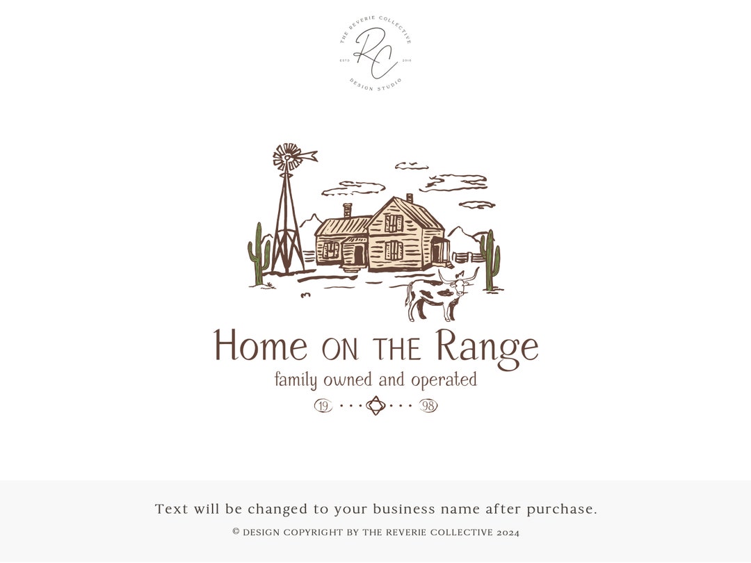 Western Homestead Logo, Desert Cactus Logo, Cow Farm Logo, Rustic ...