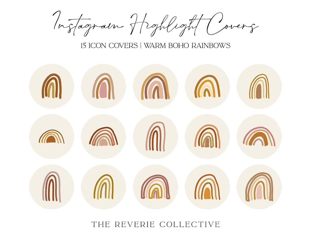 16 Warm Neutral Boho Rainbow Instagram Covers, Instagram Story ...