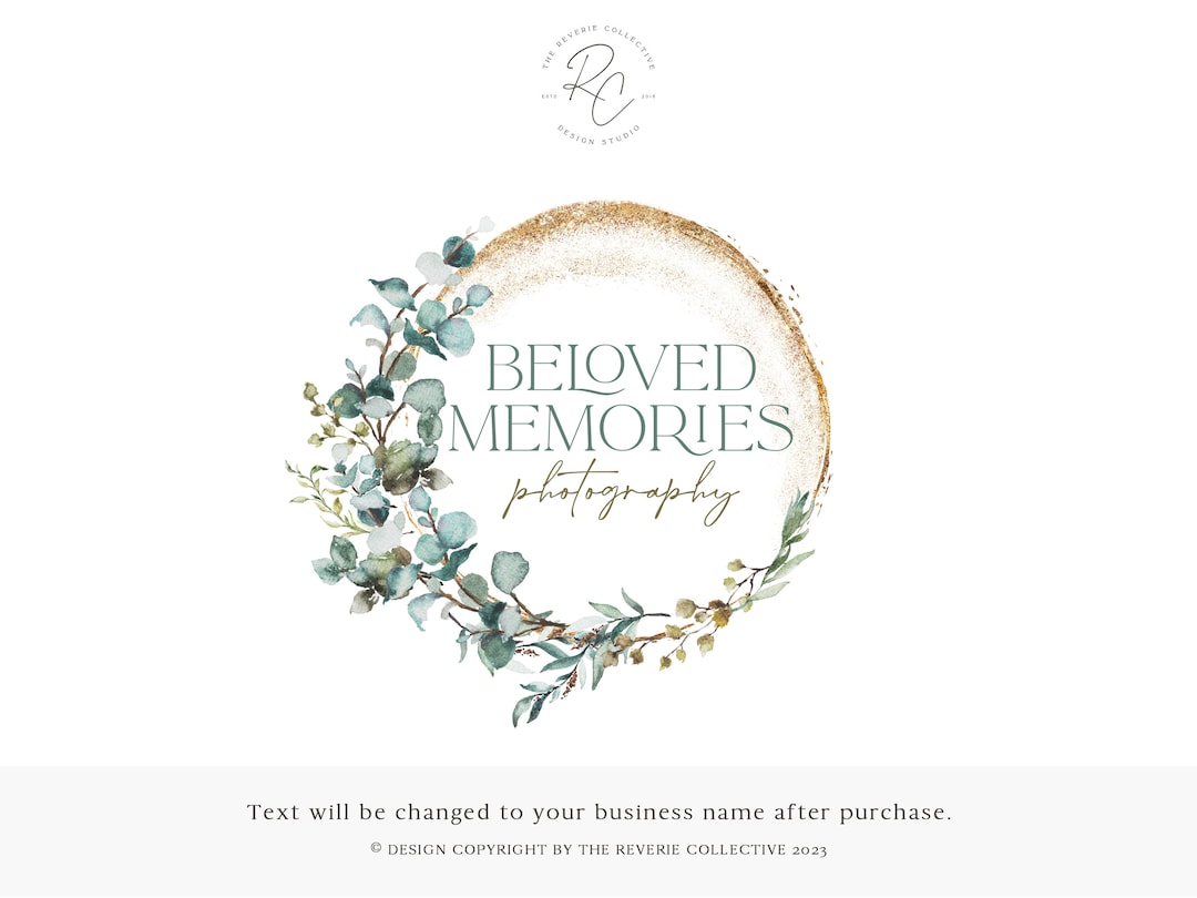 Eucalyptus Wreath Logo, Botanical Logo, Mystical Logo, Sage Leaves Logo ...