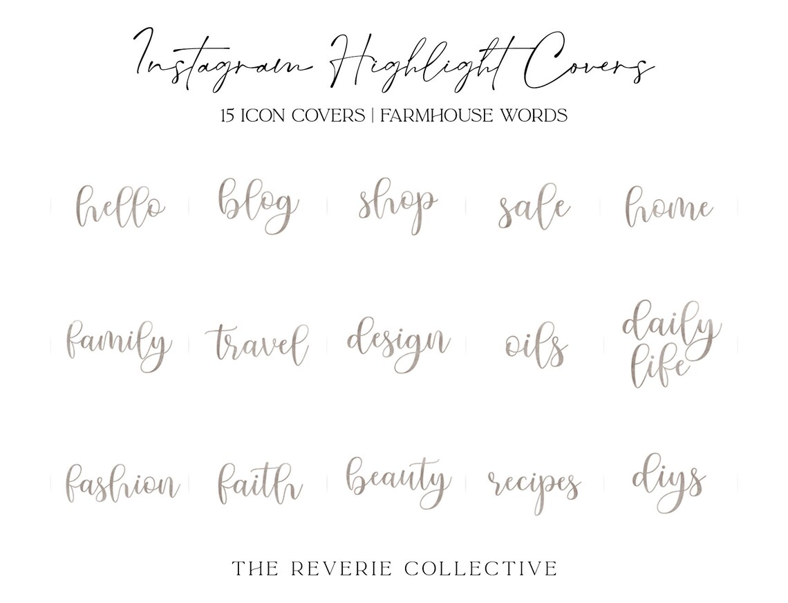 16 Farmhouse Calligraphy Word Instagram Covers Instagram - Etsy