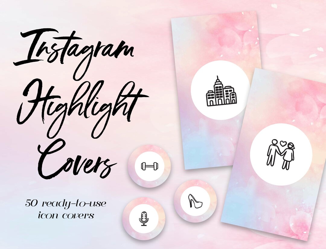 50 Pastel Watercolor Instagram Covers, Instagram Story Highlight Icons ...