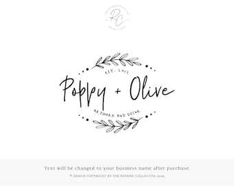 Premade Logo Design, Custom Logo Design, Floral Logo, Rustic Logo ...