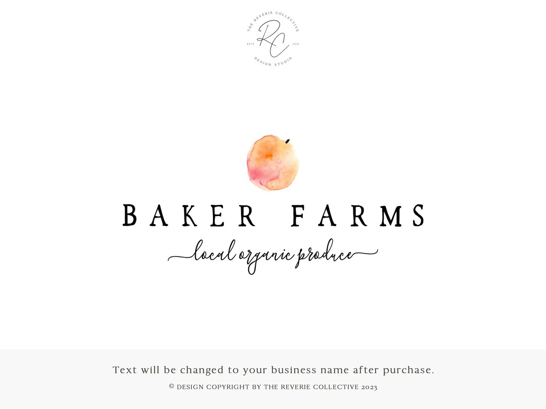 Peach Logo, Rustic Logo, Farm Logo, Country Logo, Minimal Logo, Simple ...