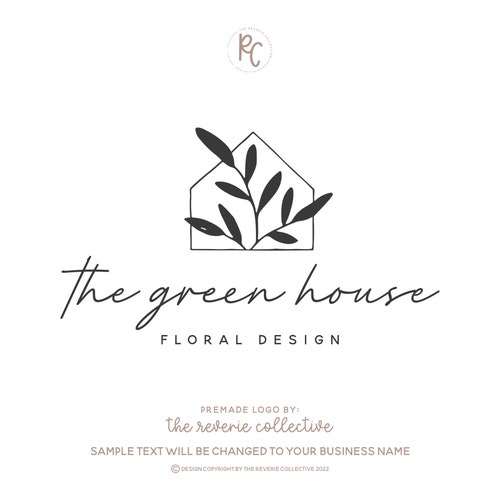 House Logo Botanical Logo Floral Logo Line Art Logo - Etsy