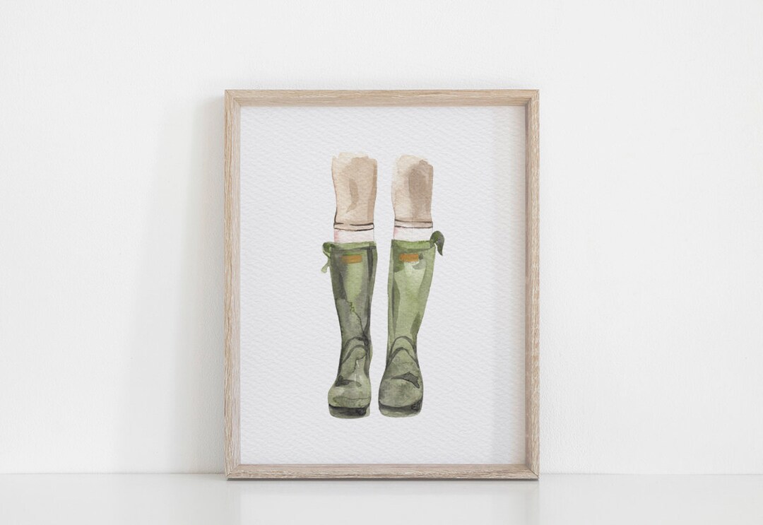 Rain Boots Print, Farmhouse Print, Shoes Print, Watercolor Art Print ...