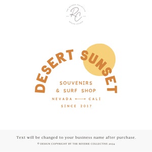 Desert Sun Logo, Bold Retro Logo, Beach Sunshine Logo, California Boho ...