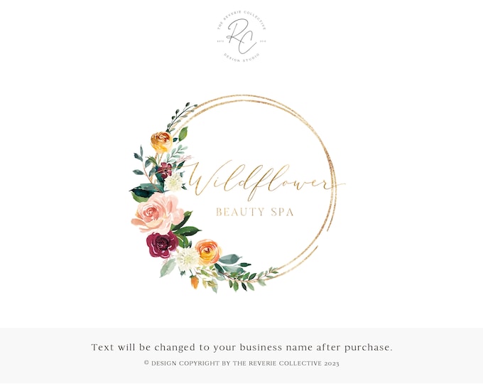 Circle Floral Logo-flower Logo-round Floral Logo-floral Logo-rose ...