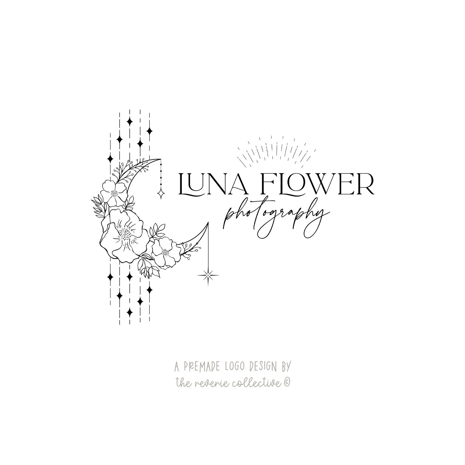 Boho Logo Crescent Moon Logo Gypsy Logo Line Art Logo | Etsy