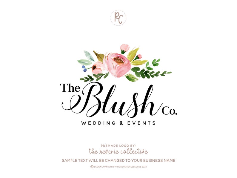 Watercolor Floral Logo Florist Logo Event Planner Logo - Etsy
