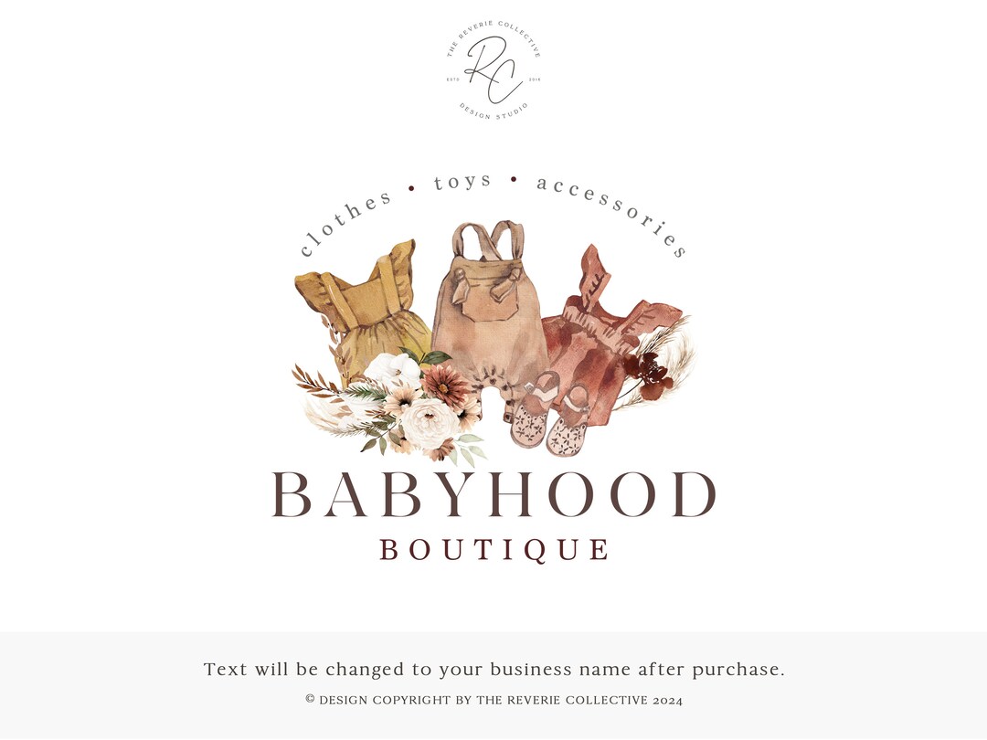 Modern Baby Clothing Logo, Newborn Romper Logo, Boho Kids Fashion Logo ...