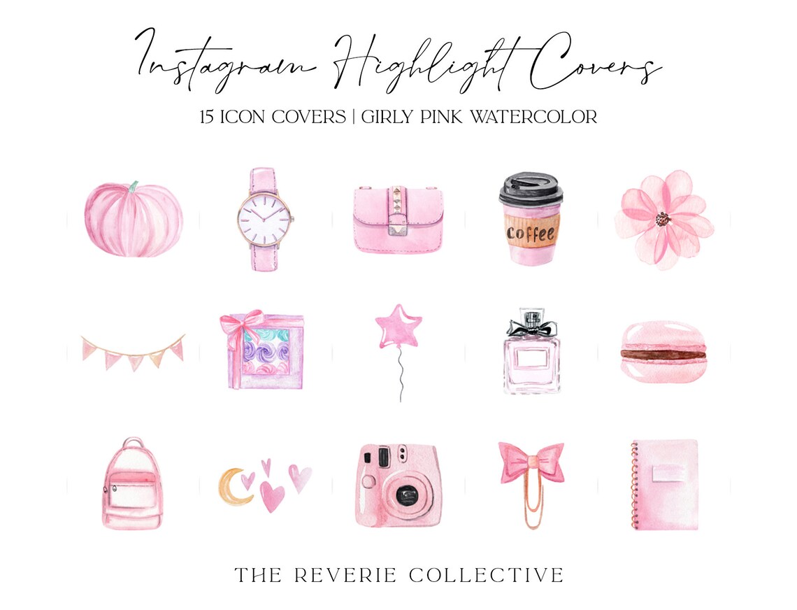 17 Girly Pastel Kawaii Watercolor Instagram Covers Instagram - Etsy
