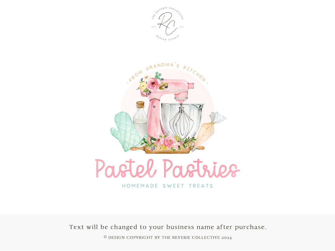 Kitchen Mixer Logo, Baking Tools Logo, Rolling Pin Logo, Colorful ...