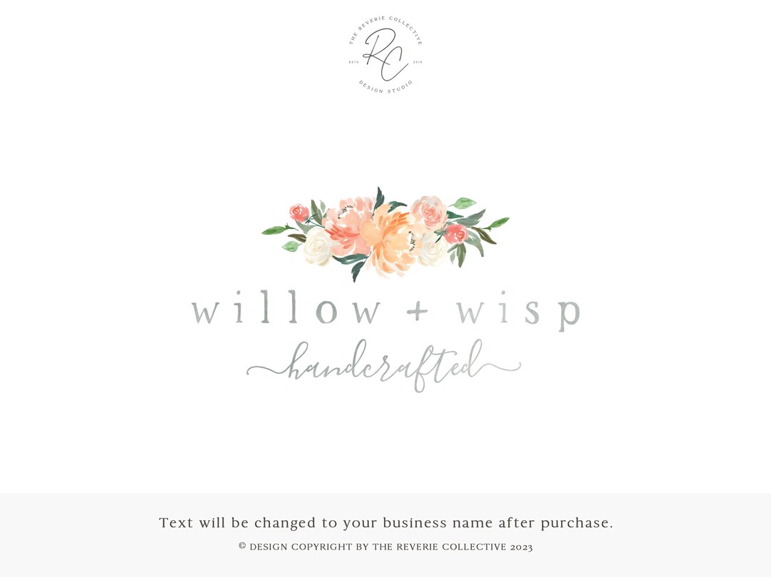 Watercolor Floral Logo, Rustic Logo, Wildflower Logo, Photography Logo ...